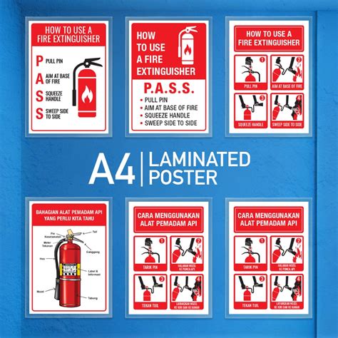 Laminated Poster A4 Size Papan Tanda Signage How To Use Fire