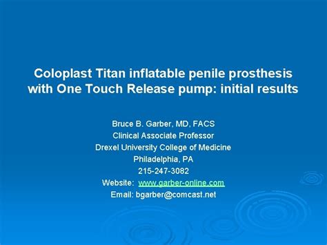 Coloplast Titan Inflatable Penile Prosthesis With One Touch