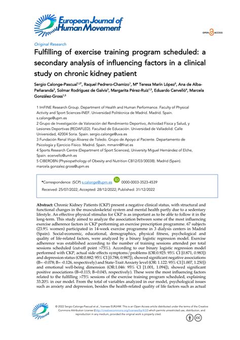 Pdf Fulfilling Of Exercise Training Program Scheduled A Secondary