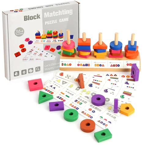 Wooden Block Matching Puzzle Game Universal Wooden Toys