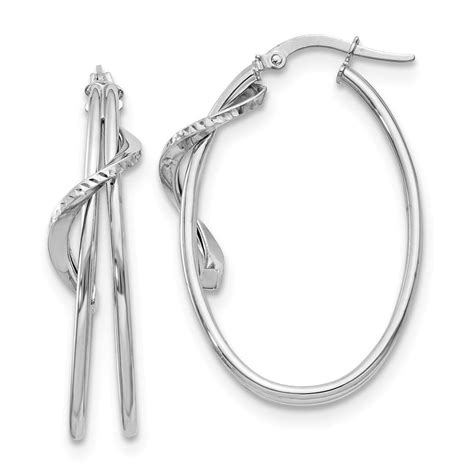 Leslies 14k White Polished Fancy Hoop Earrings