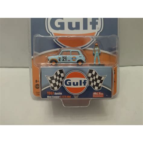 Austin Mini Cooper 1967 S 1275 Mki Gulf Figure Mijo 1 64 Greenlight Bcn Stock Cars