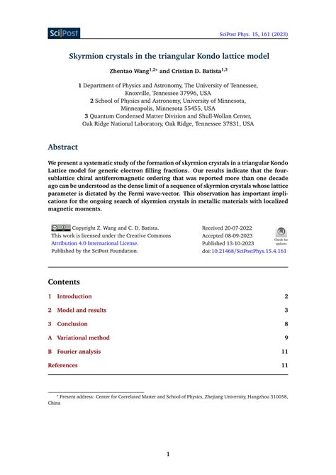 Pdf Skyrmion Crystals In The Triangular Kondo Lattice Model