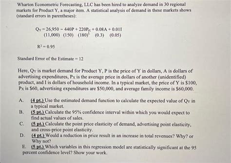 Solved Wharton Econometric Forecasting Llc Has Been Hired