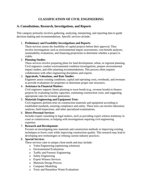 Classification Of Civil Engineering Pdf Engineer Geotechnical Engineering
