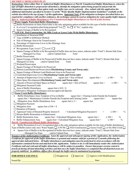 City Of Charlotte North Carolina Authorization Certificate Application For A Water Quality