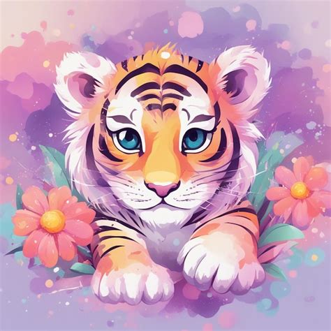 Premium Photo A Watercolor Style Pastel Color Beautiful Tiger With