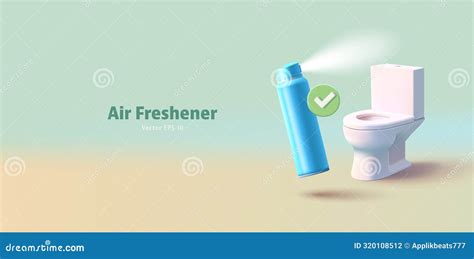 3d Cartoon Toilet With Tank And Spray Bottle Of Air Freshener Clean