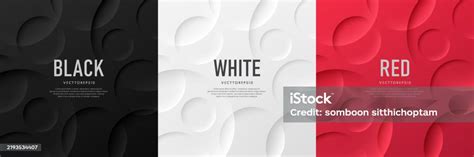 빨간색 흑인과 백인 추상 배경 3d 라운드 서클 패턴 빛 그림자 세트 뉴모피즘 스타일 간단한 템플릿 배너 컬렉션 디자인입니다 현대 미래 지향적 개념 벡터 일러스트 레이 션