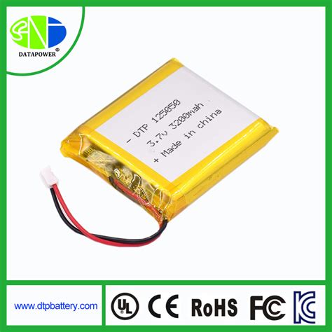 Customized Dtp125050 3 7v 3200mah Rechargeable Li Ion Polymer Battery For Consumer Electronics