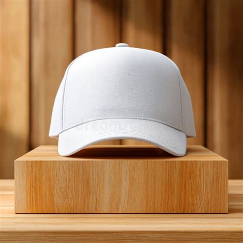 Elegant White Baseball Cap Detailed Texture And Design Stock
