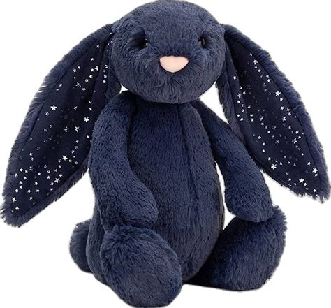 Jellycat Medium Bashful Navy Stardust Bunny Plush Soft Toy Jellycat