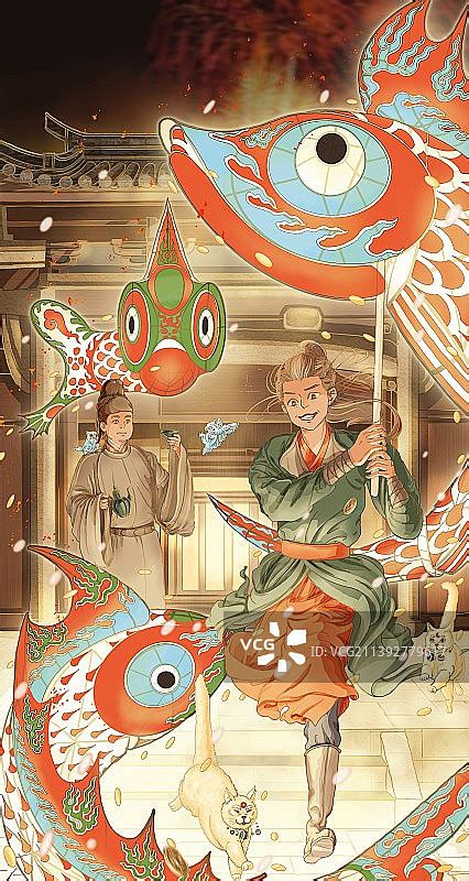 灯笼节徽州鱼灯国潮风喜庆插画图片素材 灯笼节徽州鱼灯国潮风喜庆插画图片素材