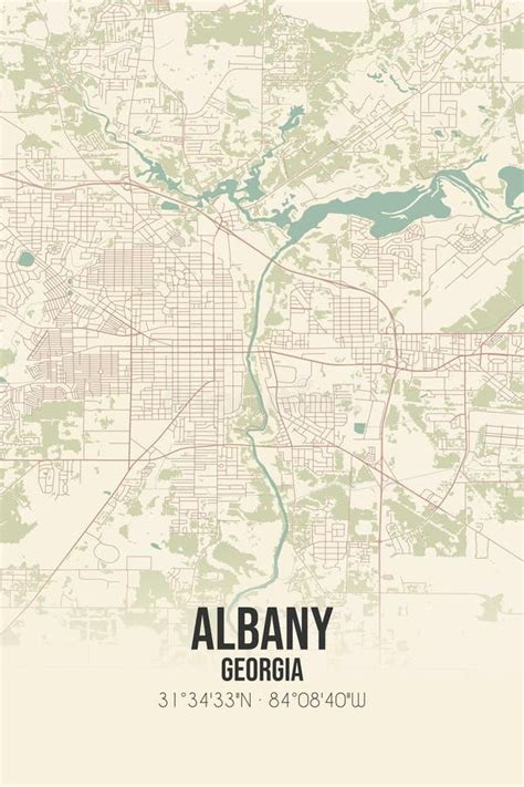 Retro Us Map Of Albany Georgia Vintage Street Map Stock Illustration