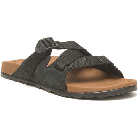 Men Chacos Sandals Lowdown Leather Slide Black Galen Carroll