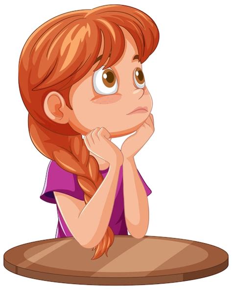 Free Vector Pensive Girl With Braided Hair Illustration