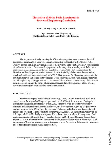 Illustration Of Shake Table Experiments In Structural Engineering