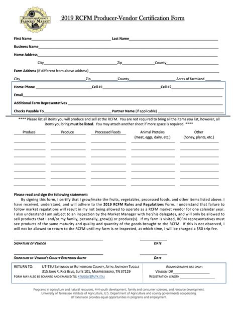 Fillable Online 2019 Producer Vendor Certification Form Fax Email Print