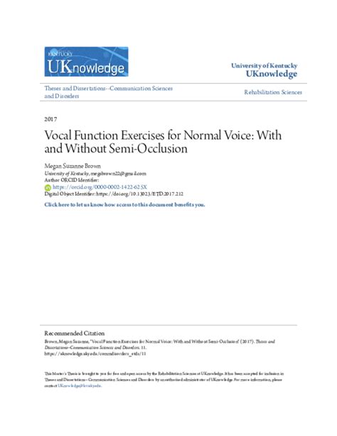 Pdf Vocal Function Exercises For Normal Voice With And Without Semi