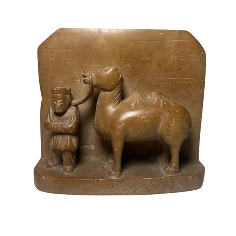 Vintage Carved Chinese Soapstone Bookends Camel Natural Stone Etsy