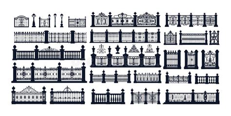 Fences Black Silhouettes Metal Classical Ornamental Gates And Steel