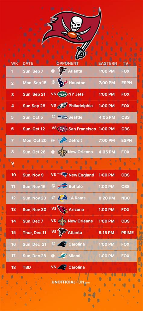 Printable Tampa Bay Bucs Schedule Fresh Printables