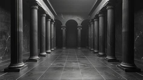 Black Marble Columns In Classical Interior Premium Ai Generated Image