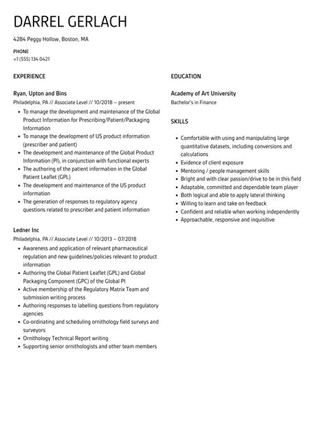 Associate Level Resume Samples Velvet Jobs