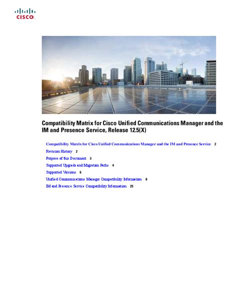 Cisco Unified Communications Manager And Im Compatibility Matrix 125x