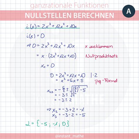 Nullstellen Übungsaufgaben Instantmathe