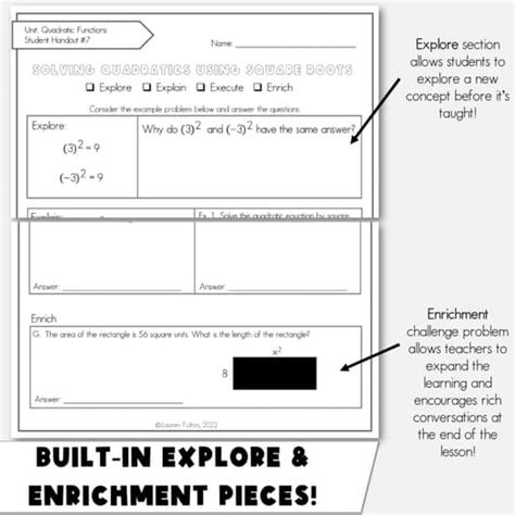 Solving Quadratic Equations Using Square Roots Notes By Lauren Fulton