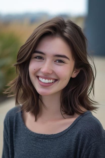 Premium Photo Portrait Of A Smiling Girl In Her Twenties With Random