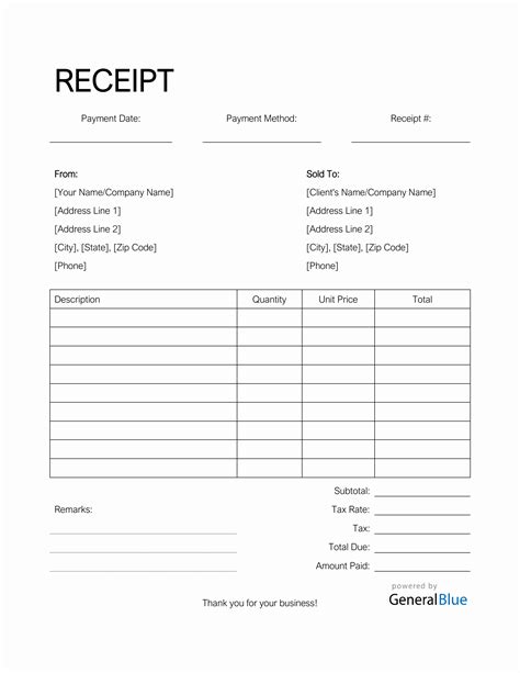 Printable Blank Receipt Template Printable Free Templates