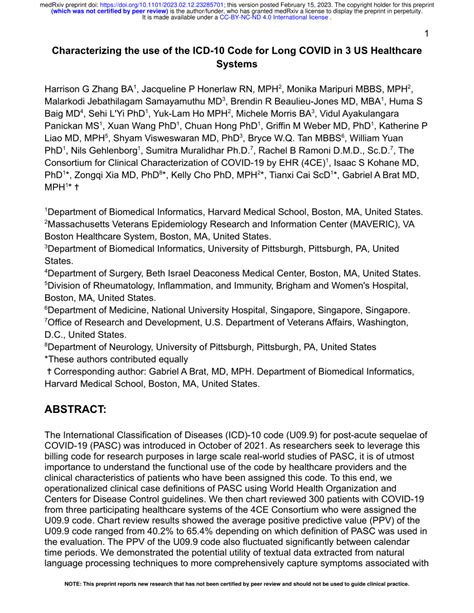 Pdf Characterizing The Use Of The Icd 10 Code For Long Covid In 3 Us