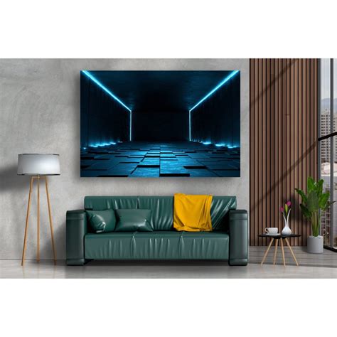 Sticker Perete Camera Albastra Luminata Cu Neoane 130x90 Cm Emagro