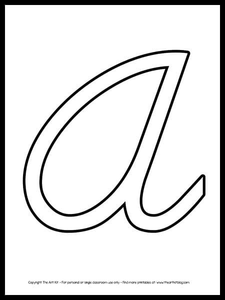 Uppercase Letter A Cursive Outline Printable Free The Art Kit