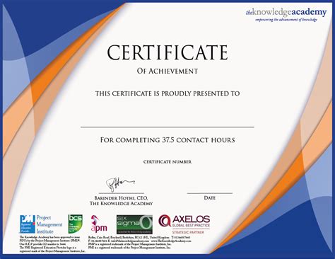 Pmp Certificate • The Knowledge Academy • Accredible • Certificates