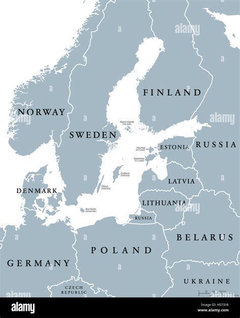 Baltic Sea Area Countries Political Map With National Borders Nations