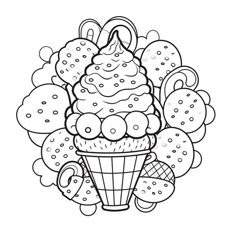 Refreshing Ice Cream Scoops Picture Coloring Page