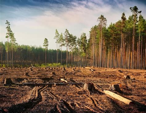 Forest Area That Has Been Deforested And There Are Logging Remnants