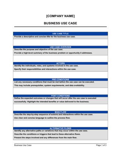 Business Use Case Template Free Word And Pdf