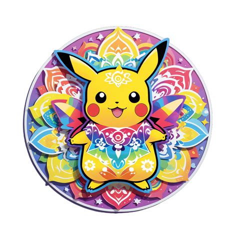 I Made An Ai Sticker Of Pikachu Rainbow Mandala