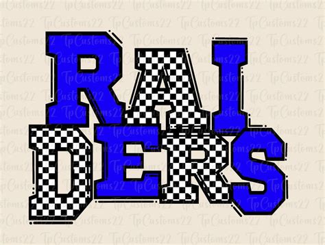 Raiders Checkered Blue Football Png School Mascot Png Blue And White