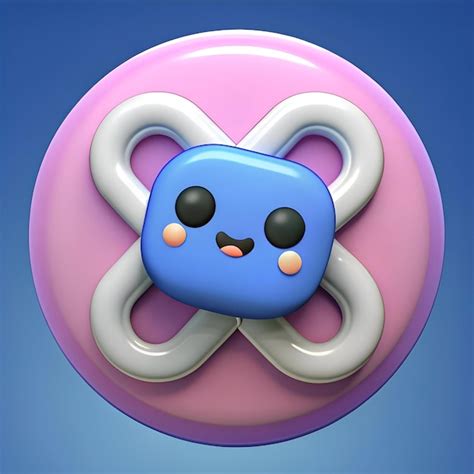 A Cheerful 3d Cartoon Button With A Cute Blue Face And A White Infinity