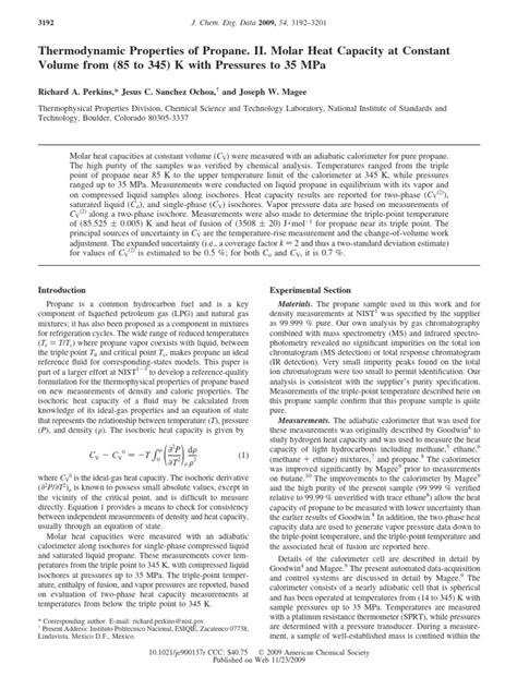 Thermodynamic Properties Of Propane Ii M Pdf