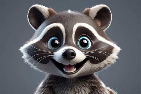3d Rendered Illustration Of A Cute Raccoon With A Happy Expression