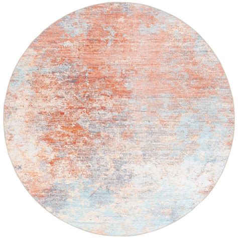 Safavieh Malibu Rust Aqua 6 Ft X 6 Ft Machine Washable Patchy