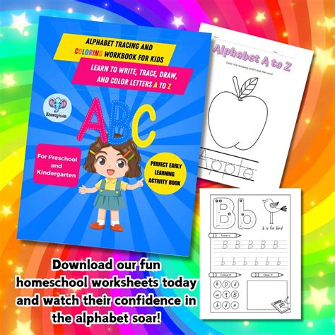 50 Abc Homeschool Worksheets Bundle Alphabet Workbook Homeschool