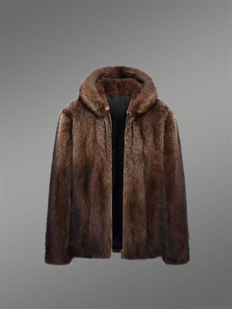 Mink Fur Men Coat With Detachable Luxury Hood
