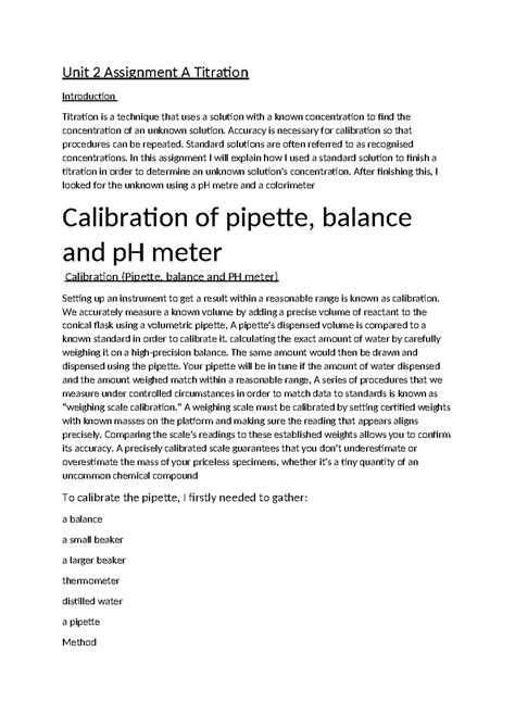 Unit 2 Assignment A Titration Unit 2 Assignment A Titration